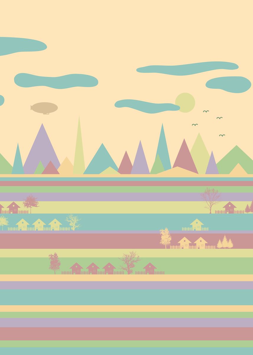 'Cute colorful landscape' Poster by CiniArt | Displate