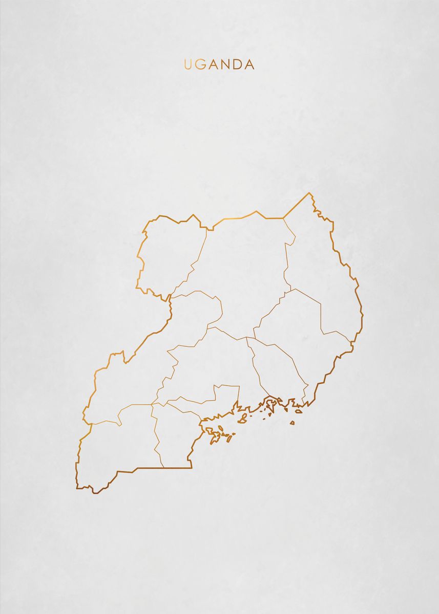 'Gold Uganda Map' Poster, picture, metal print, paint by aio | Displate