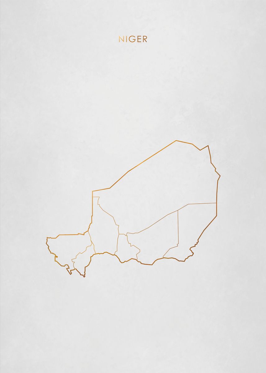 'Gold Niger Map' Poster, picture, metal print, paint by Alo | Displate