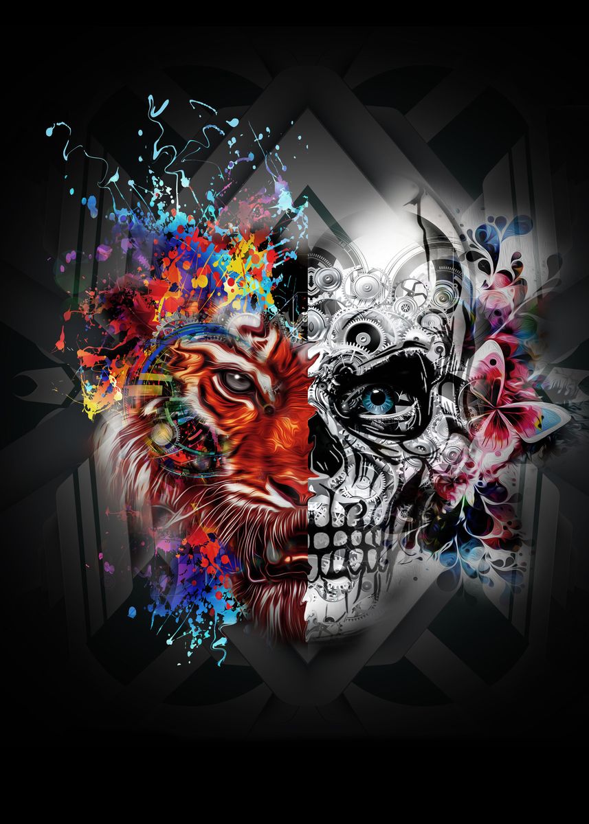 'Tiger With Golden Mask' Poster by Olivia Matt | Displate