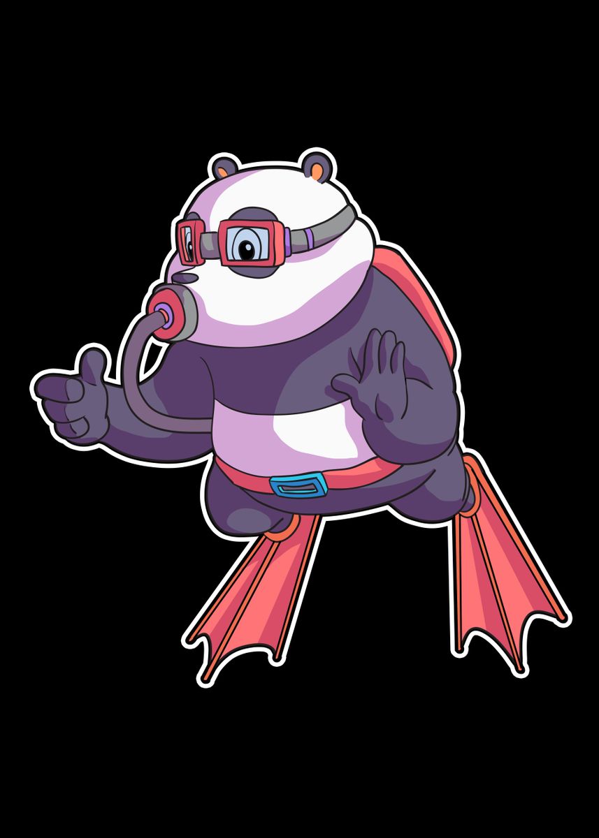 'Panda Diver Snorkeling' Poster by Alexander Roose | Displate