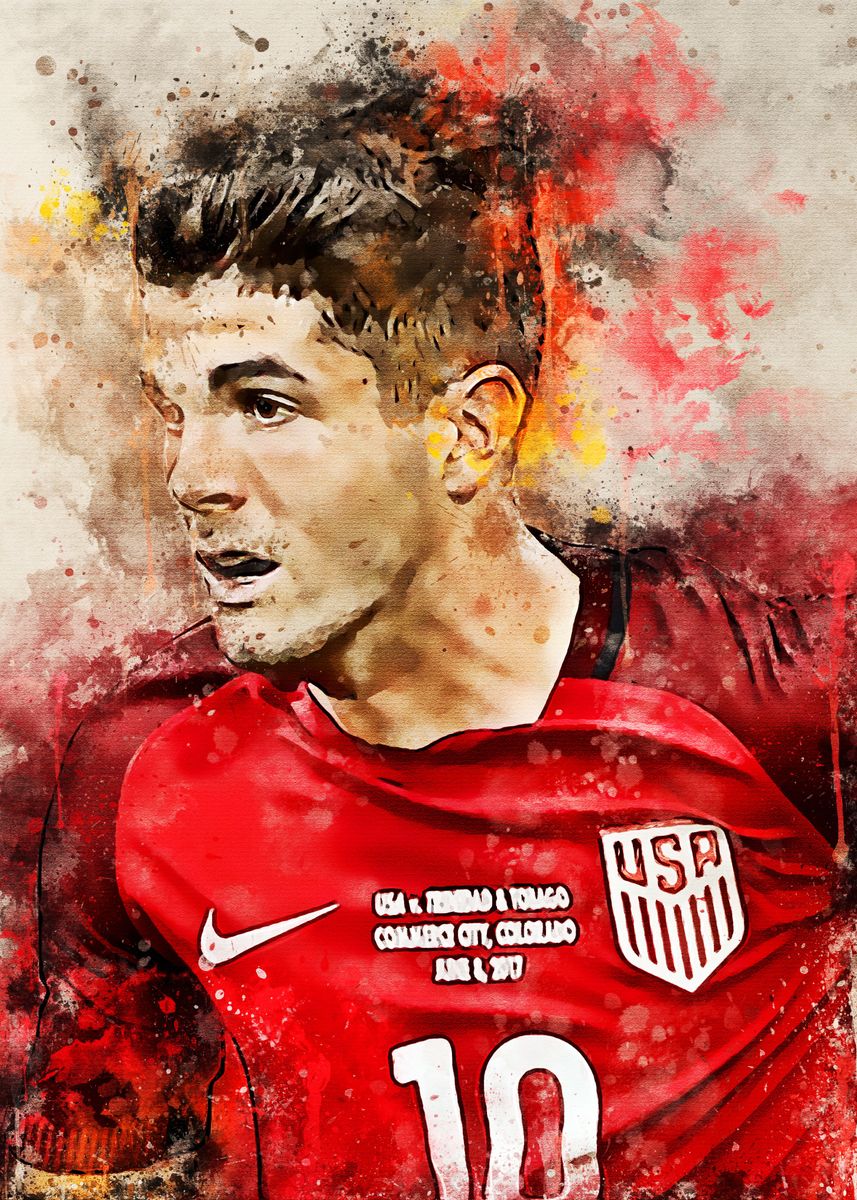 'Christian Pulisic' Poster, picture, metal print, paint by Hipolito ...