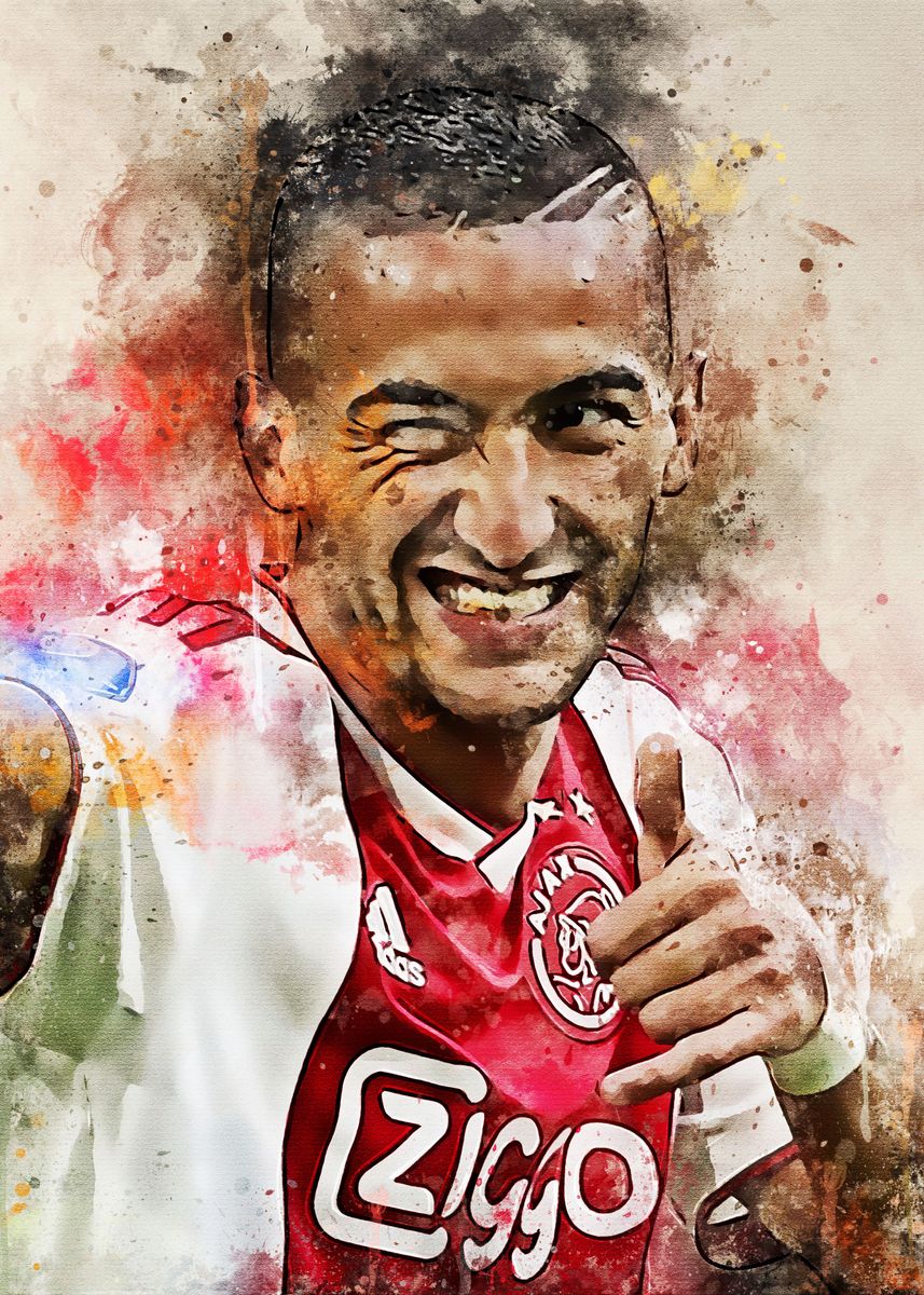 'Hakim Ziyech' Poster, picture, metal print, paint by Hipolito Wendorf ...