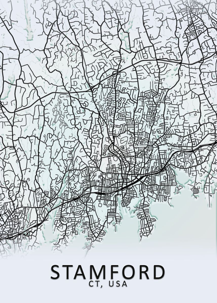 'Stamford CT USA ' Poster, picture, metal print, paint by City Map Art ...