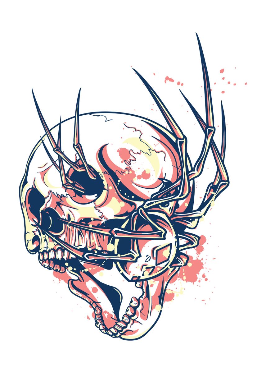 'broken skull' Poster, picture, metal print, paint by thriveco clothing ...