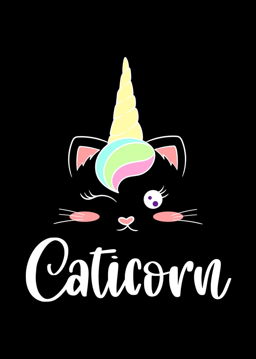 'Caticorn Magical Mythical' Poster, picture, metal print, paint by ...