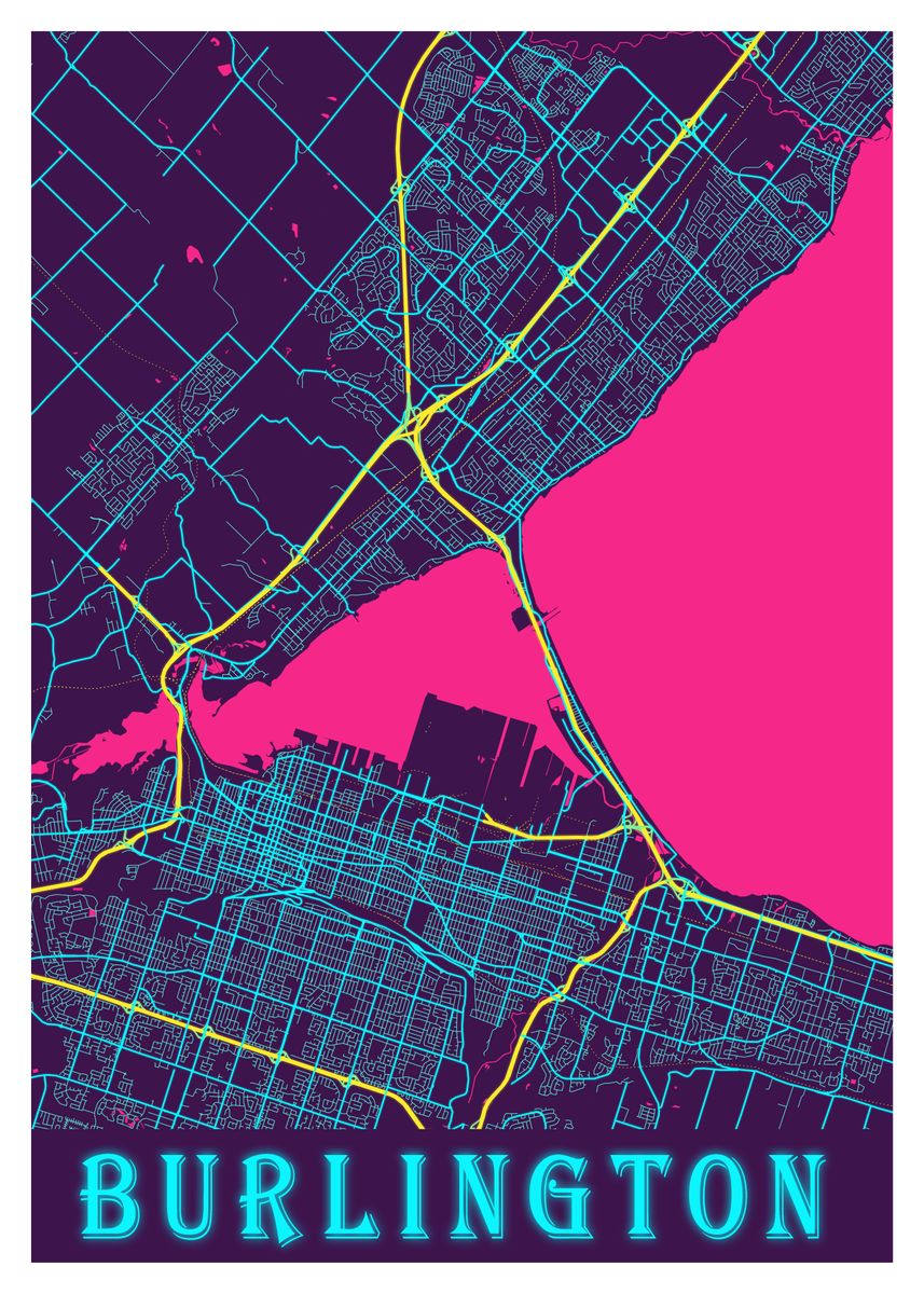 'Boise Neon City Map' Poster, picture, metal print, paint by Tien ...