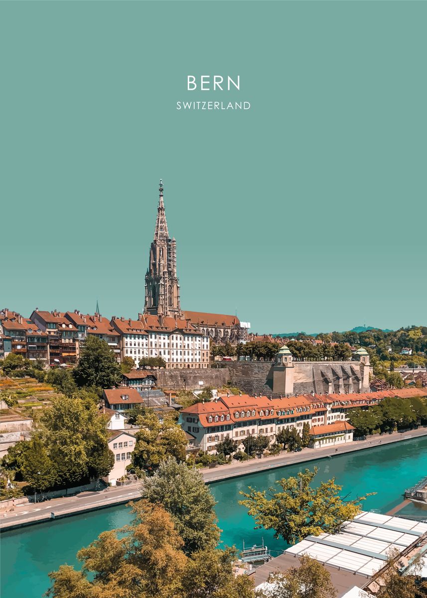 'Bern Switzerland Artwork' Poster, picture, metal print, paint by aio ...