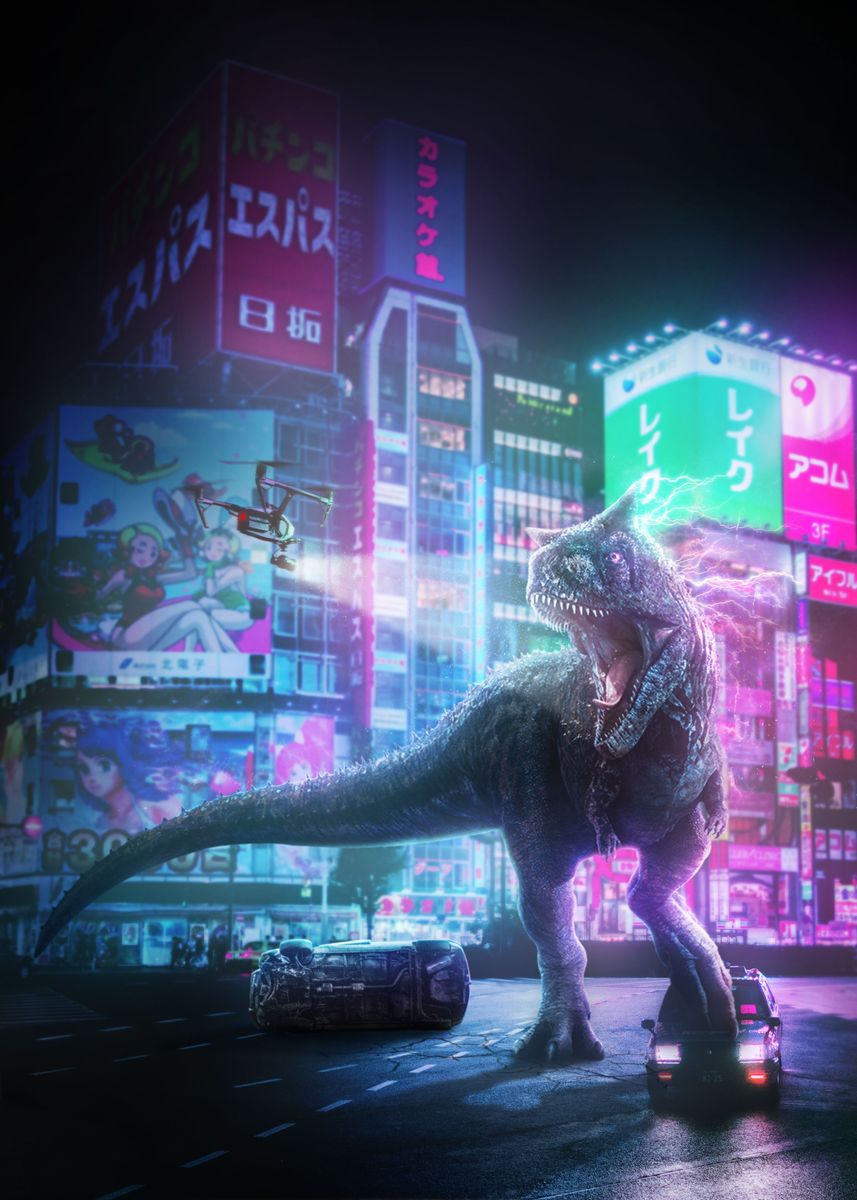 'Carnotaurus' Poster, picture, metal print, paint by Noah Sips | Displate