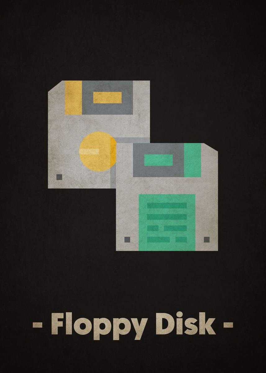 'Retro Floppy Minimalist' Poster, picture, metal print, paint by ...