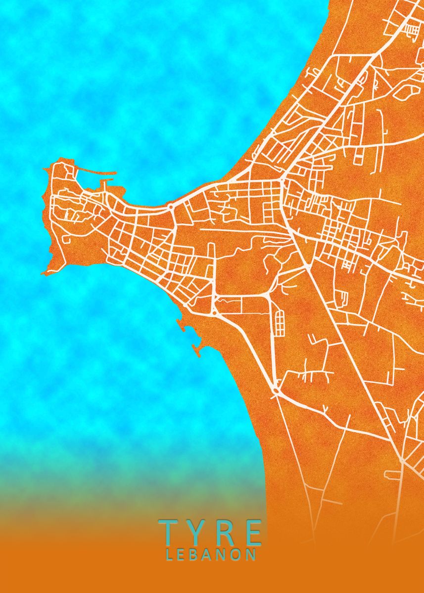 'Tyre Lebanon' Poster, picture, metal print, paint by City Map Art ...