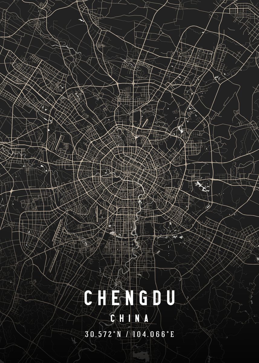 'Chengdu China' Poster, picture, metal print, paint by Five Senses Art ...