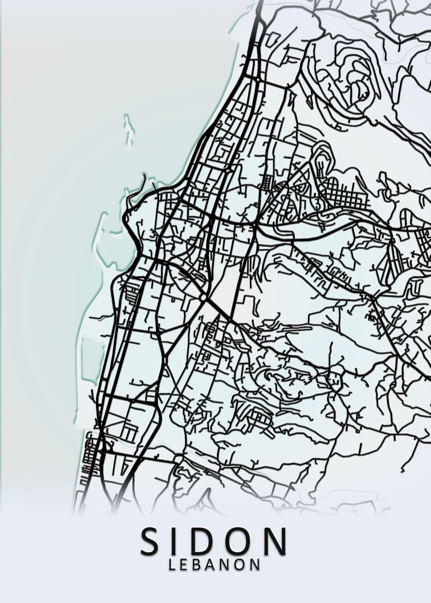 'Sidon Lebanon' Poster, picture, metal print, paint by City Map Art ...