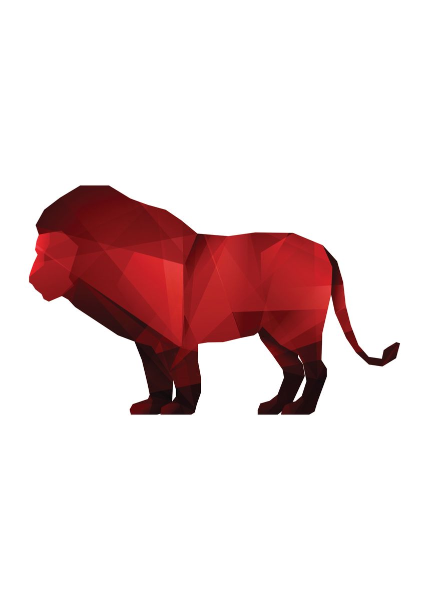 'Poly Lion' Poster, picture, metal print, paint by corakdesigns | Displate