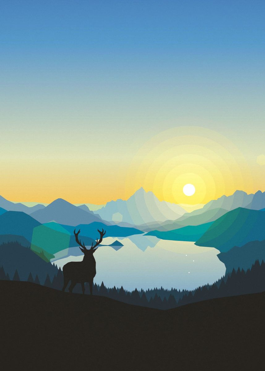 'Deer Silhoute Vector' Poster, picture, metal print, paint by Ouval ...