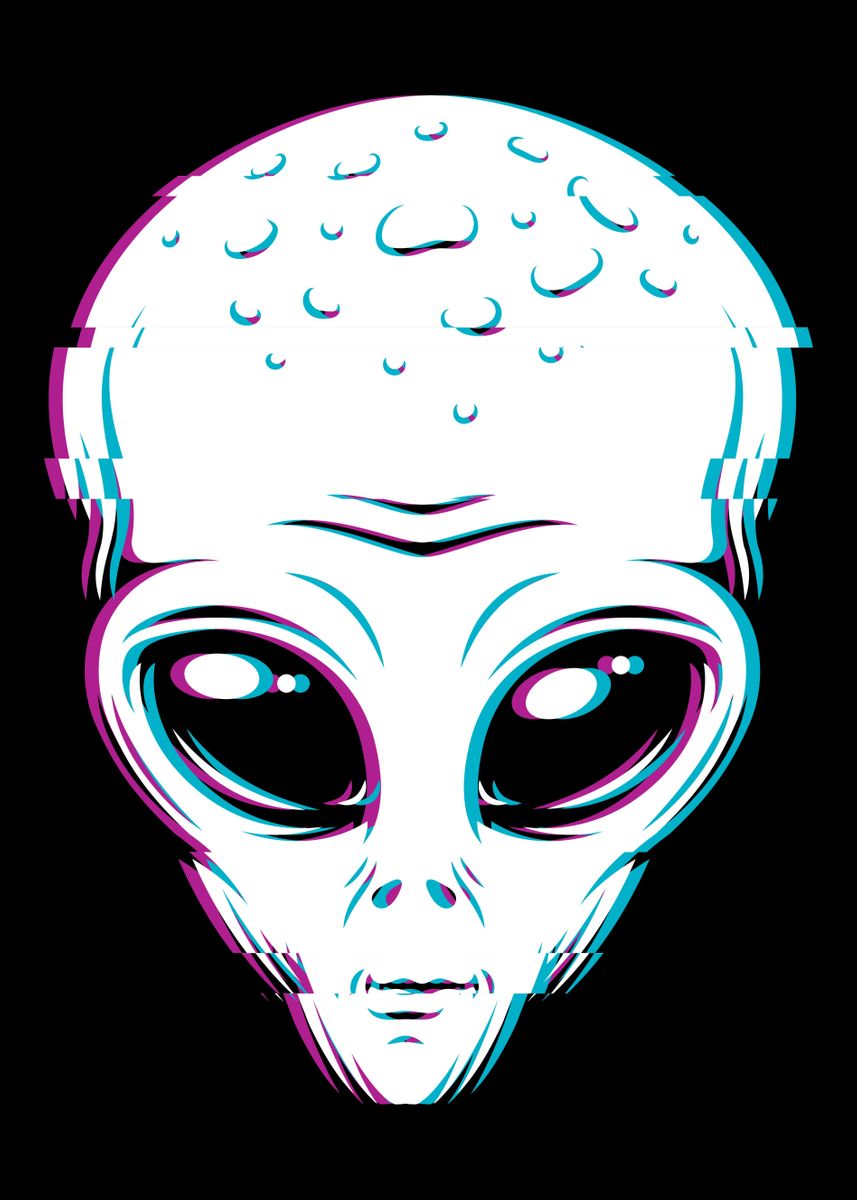 'Glitch Alien' Poster, picture, metal print, paint by ShirTom | Displate