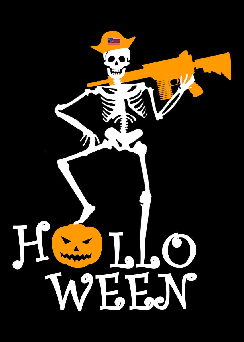 'Halloween Skeleton gun' Poster, picture, metal print, paint by ...