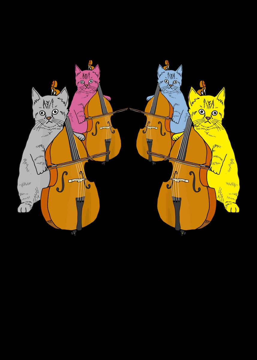 'Cello Cats Violin ' Poster by Mooon | Displate
