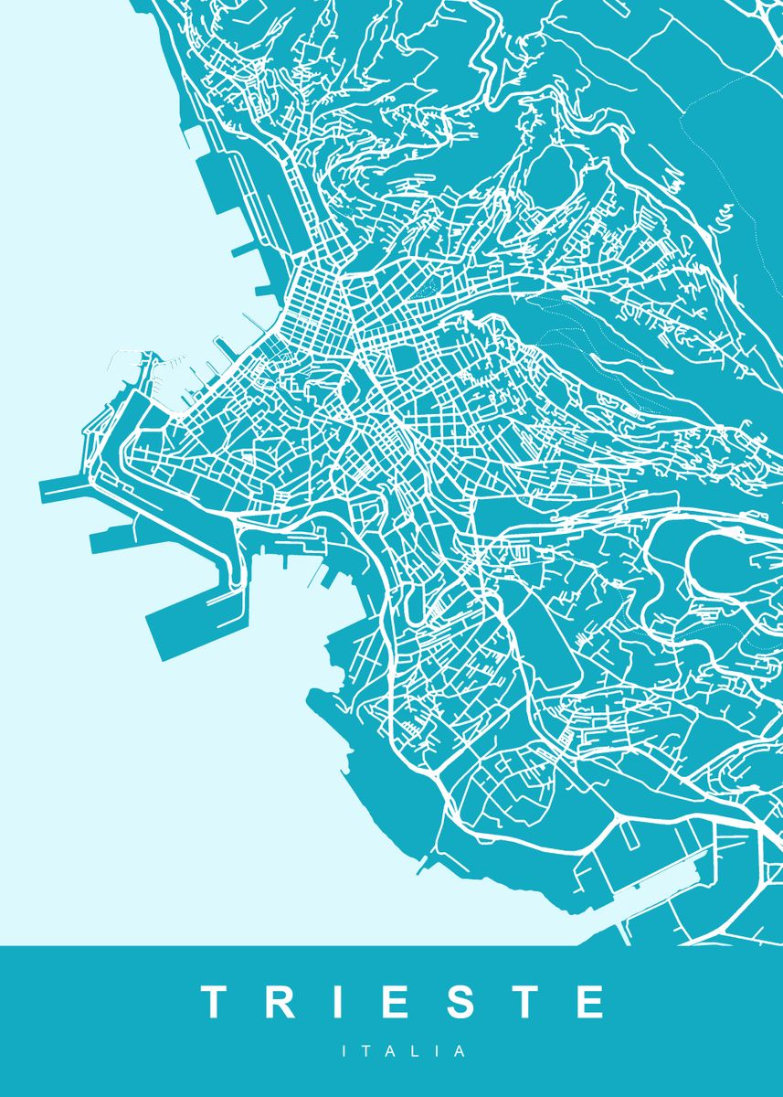 'TRIESTE City Map Italy' Poster, picture, metal print, paint by ...