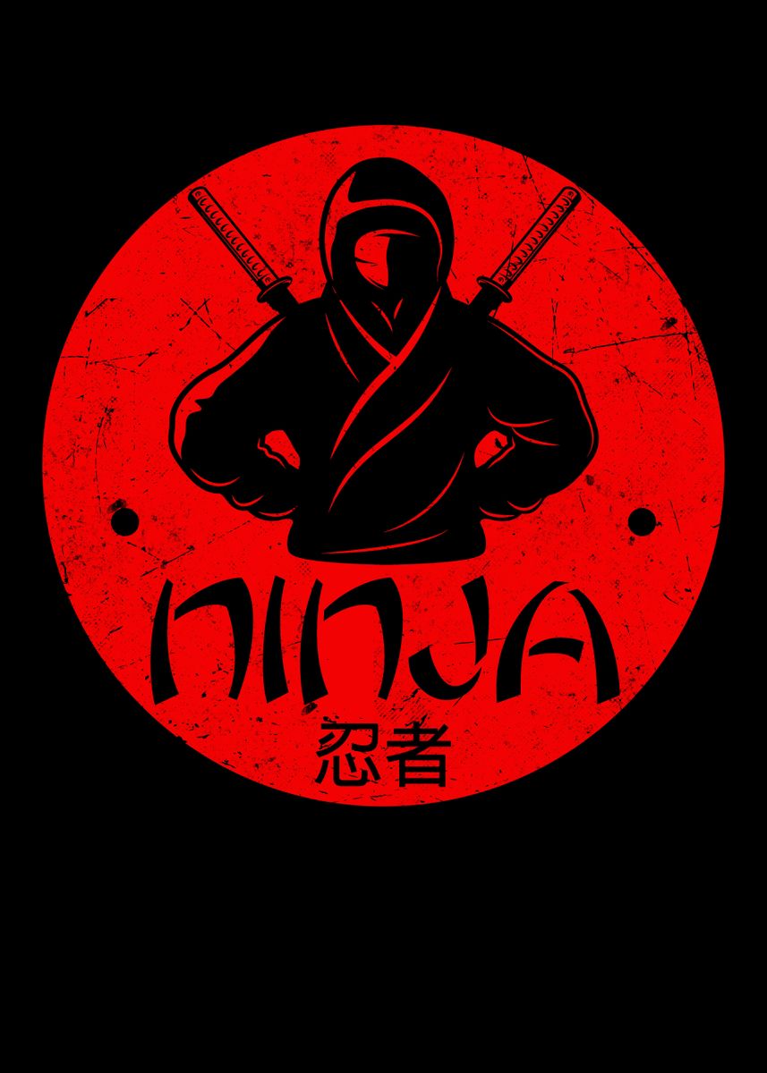 'Japanese Ninja Red Sun' Poster, picture, metal print, paint by Foxxy ...
