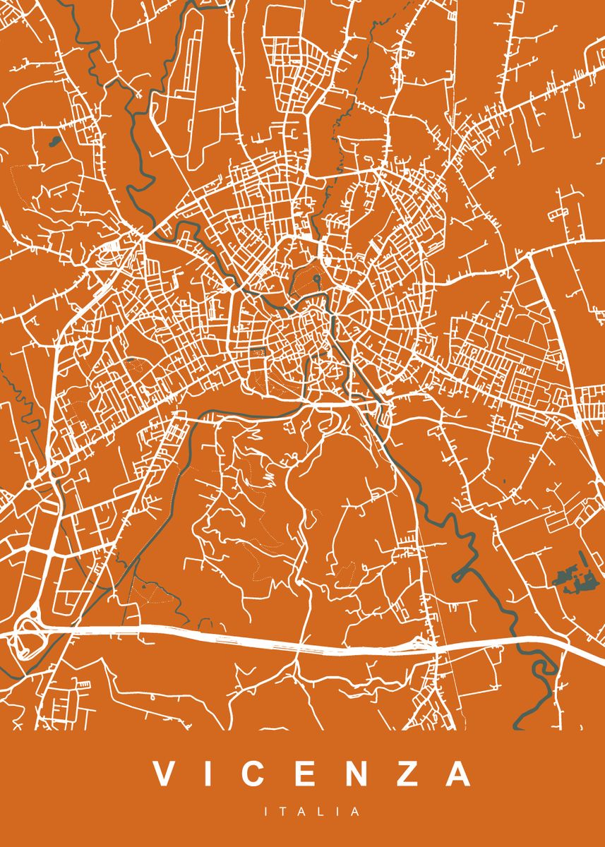 'VICENZA City Map Italy' Poster, picture, metal print, paint by ...