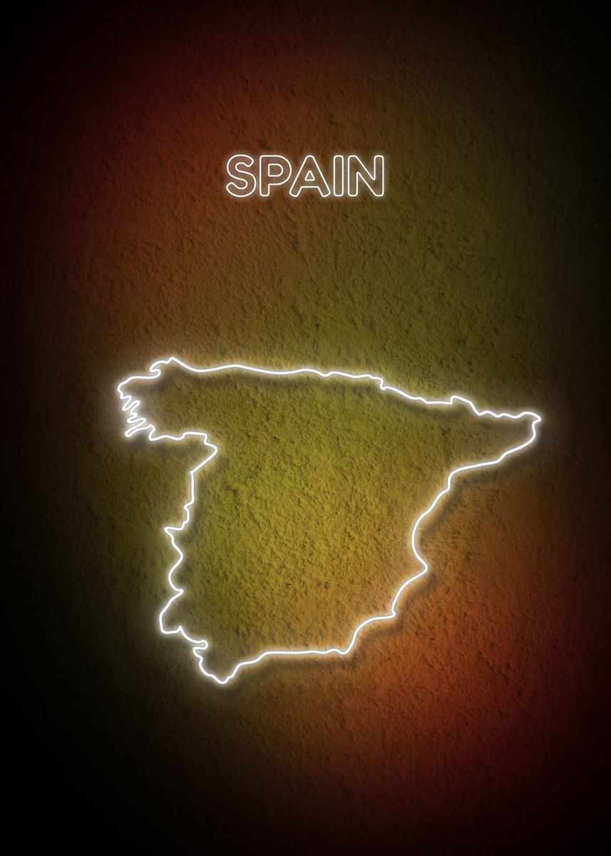 'Neon Spain' Poster, picture, metal print, paint by Lawry Designs ...