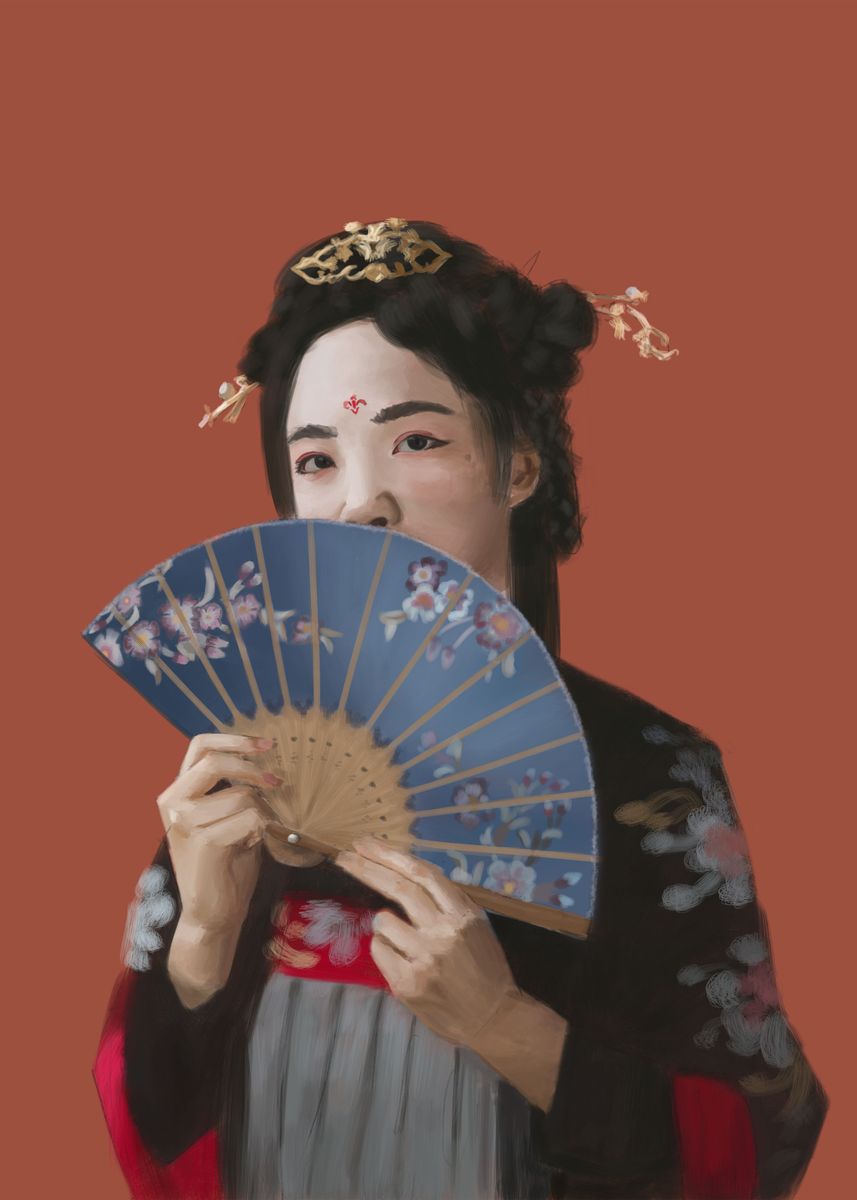 'Lady with a fan' Poster by Shori | Displate
