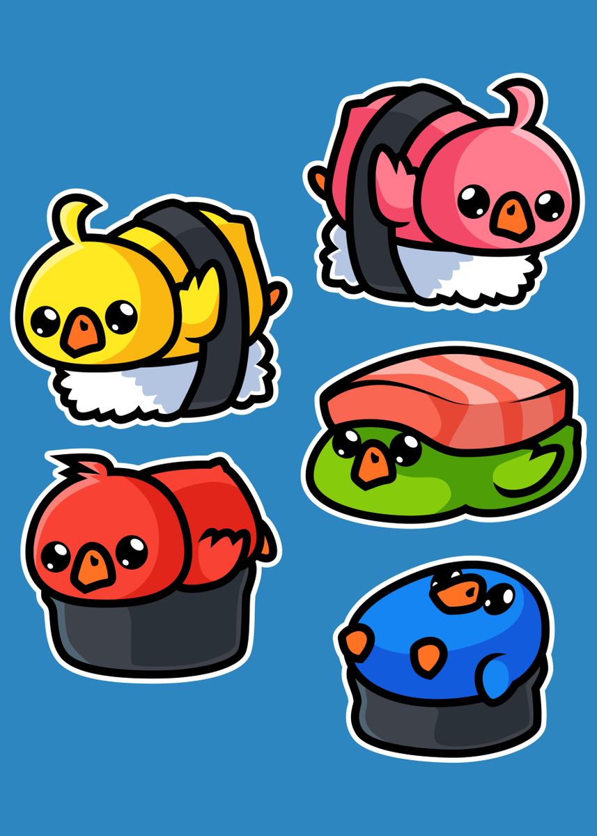 'Bird Sushi' Poster by ShirTom | Displate