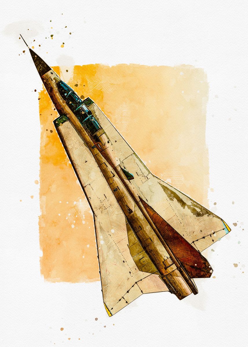 'J35 Draken Watercolor' Poster, picture, metal print, paint by Maxime ...