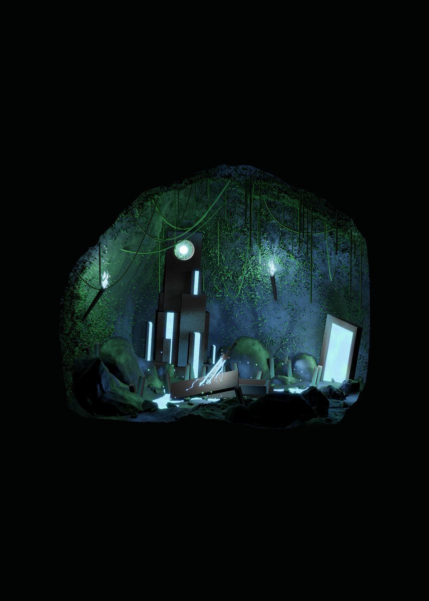 'Blue Shrine' Poster, picture, metal print, paint by Do Fillâtre | Displate