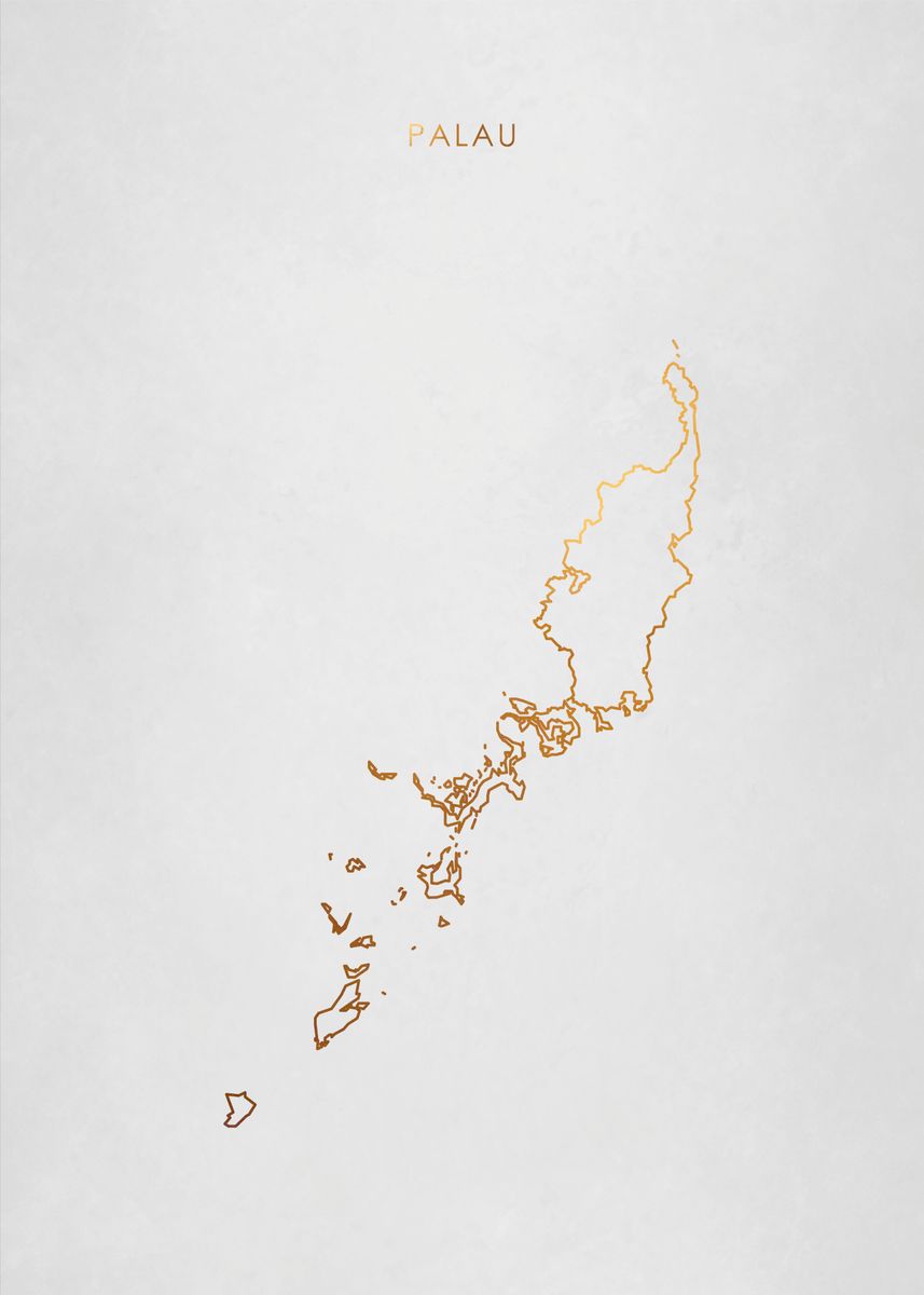 'Gold Palau Islands Map' Poster, picture, metal print, paint by aio ...