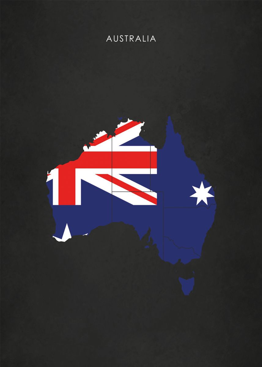 'Australia Flag Map' Poster by Alo | Displate