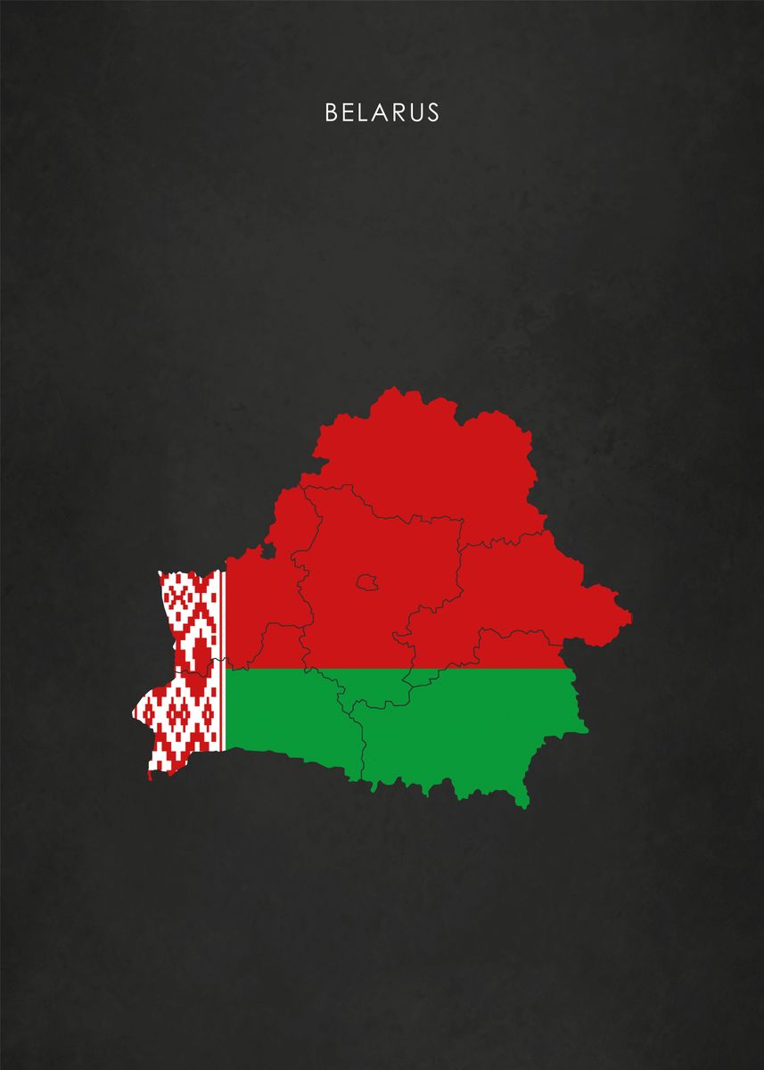 'Belarus Flag Map' Poster, picture, metal print, paint by aio | Displate