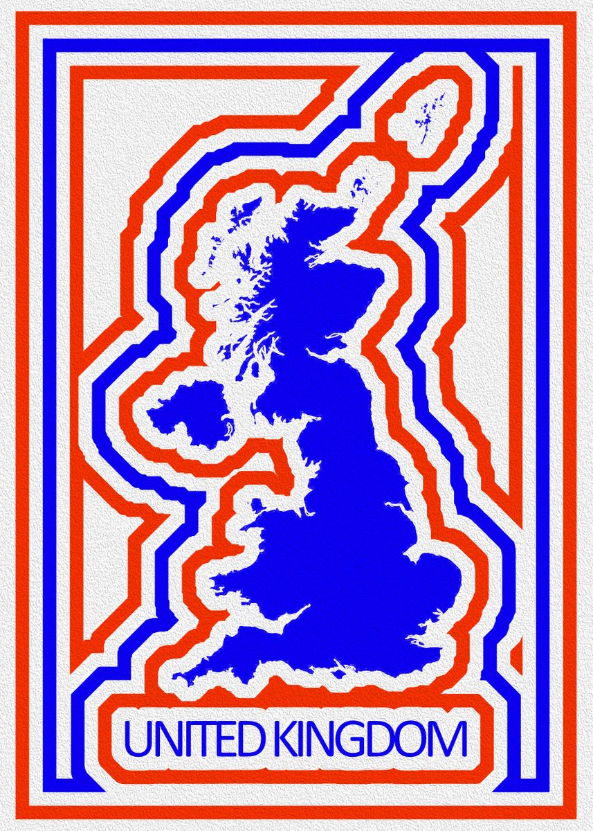 'United Kingdom' Poster, picture, metal print, paint by City Map Art ...