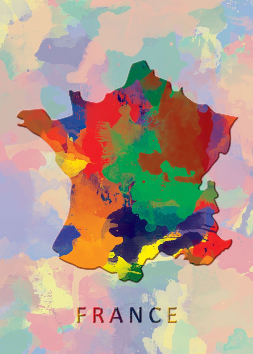 'France ' Poster, picture, metal print, paint by City Map Art Prints ...