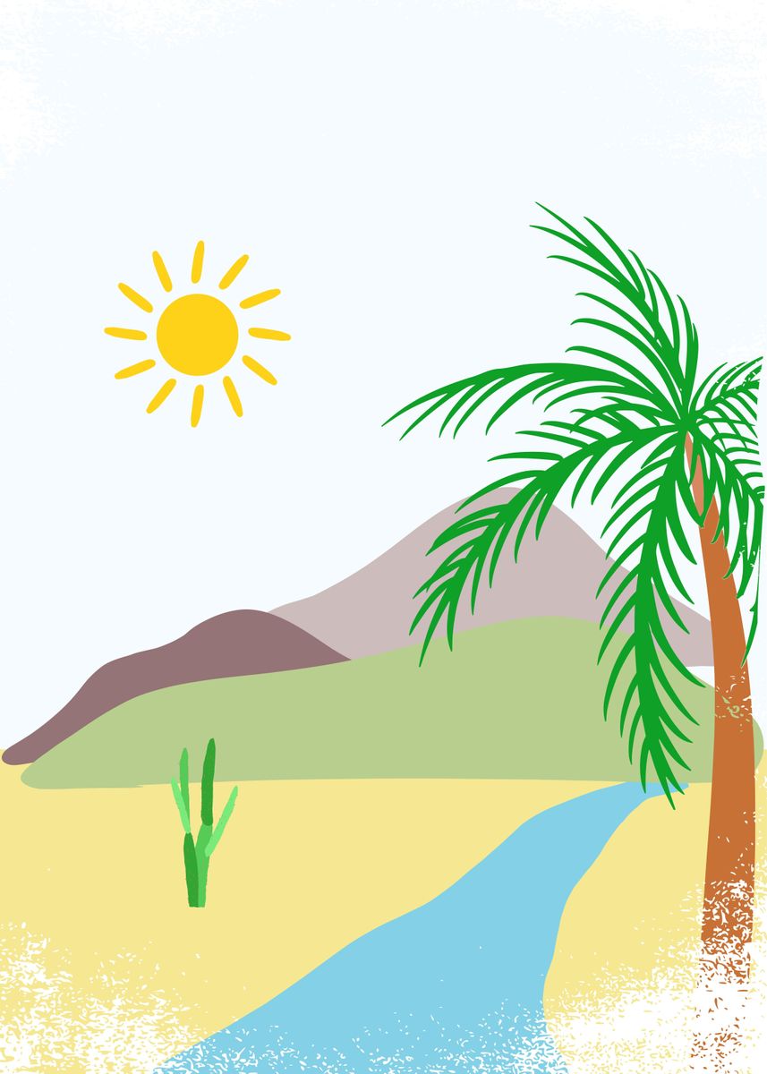 'Tropical landscape drawing' Poster, picture, metal print, paint by ...