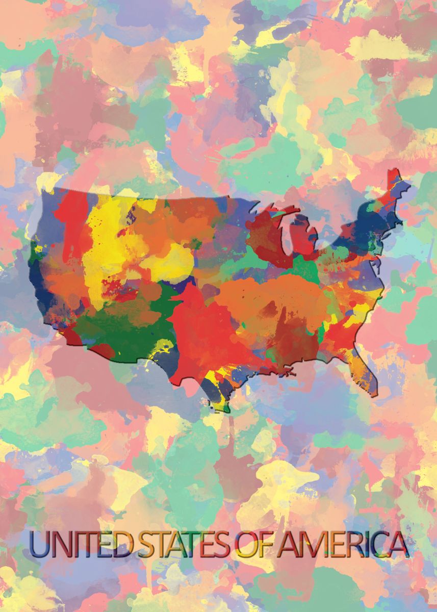 'United States of America' Poster, picture, metal print, paint by City ...