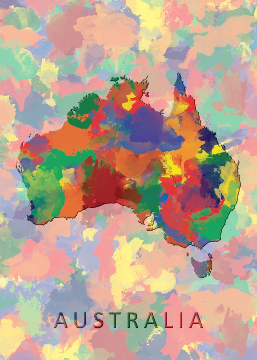 'Australia' Poster, picture, metal print, paint by City Map Art Prints ...