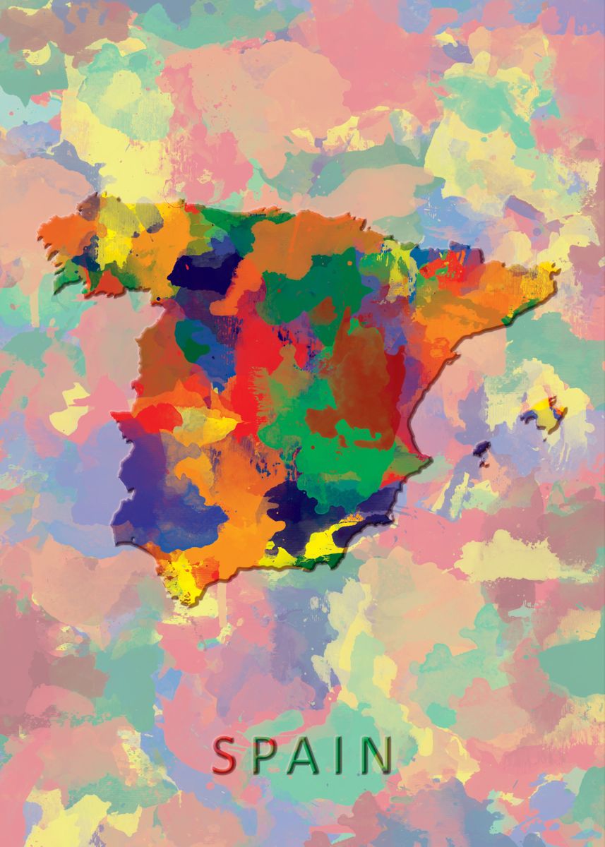 'Spain' Poster, picture, metal print, paint by City Map Art Prints ...