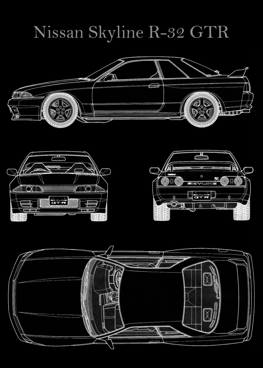 'Nissan Skyline R32 GTR ' Poster, picture, metal print, paint by shiner ...
