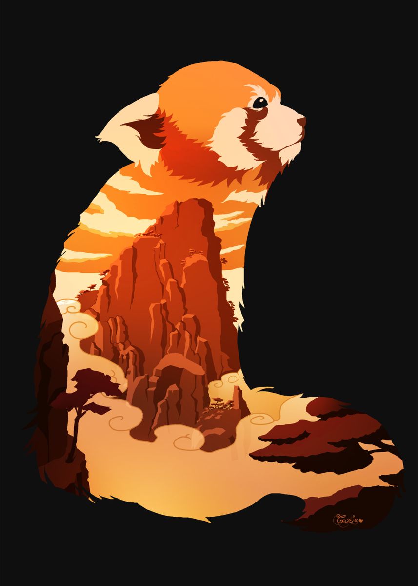 'Chinese red panda' Poster, picture, metal print, paint by Cassandra ...