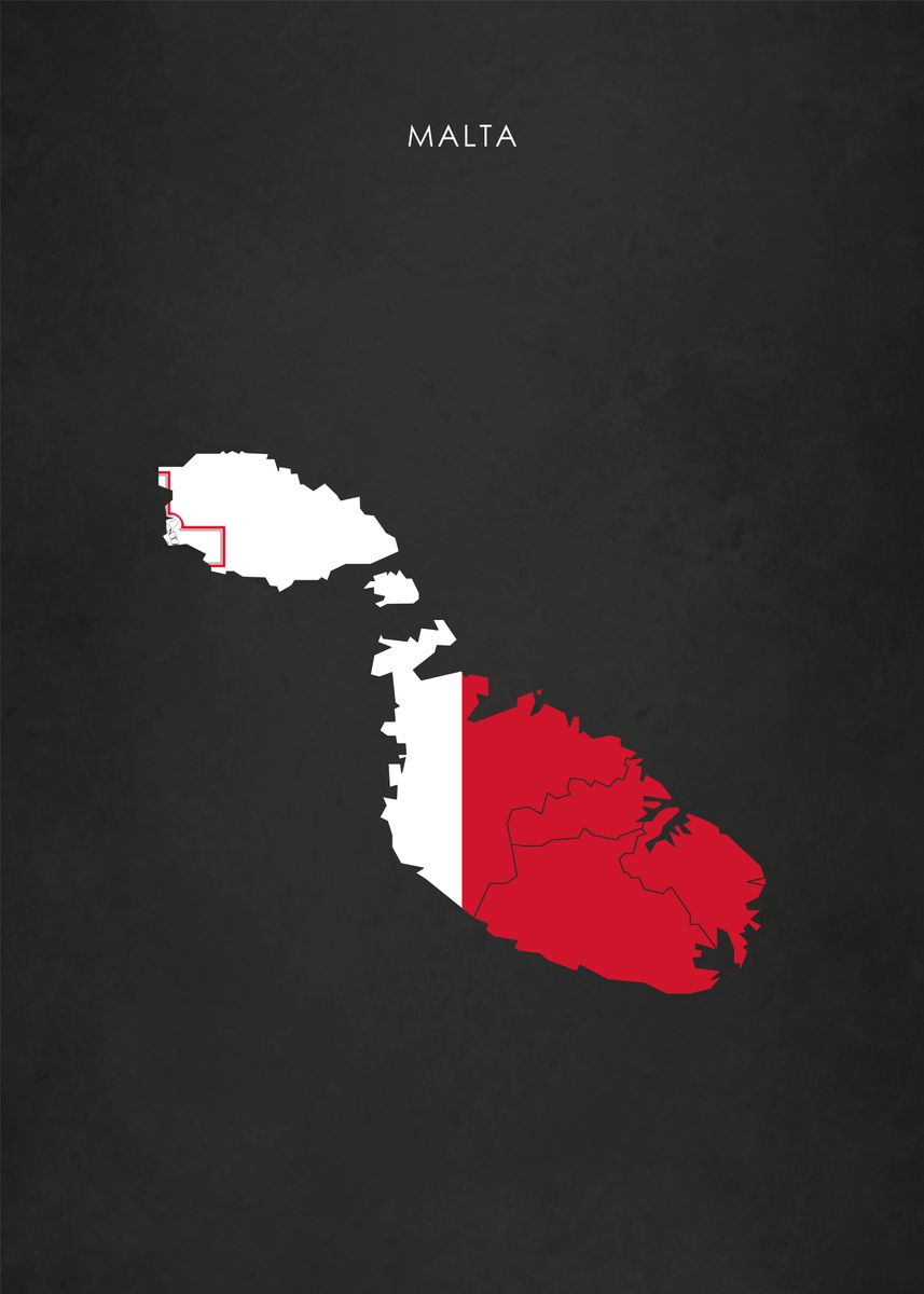 'Malta Flag Map' Poster, picture, metal print, paint by aio | Displate