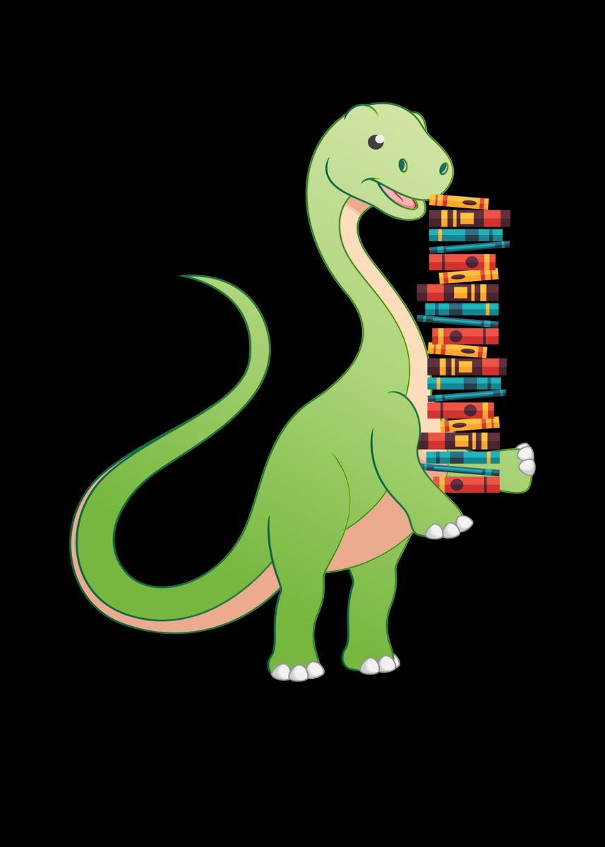 'Books Dino Dinosaur' Poster, picture, metal print, paint by Mooon ...