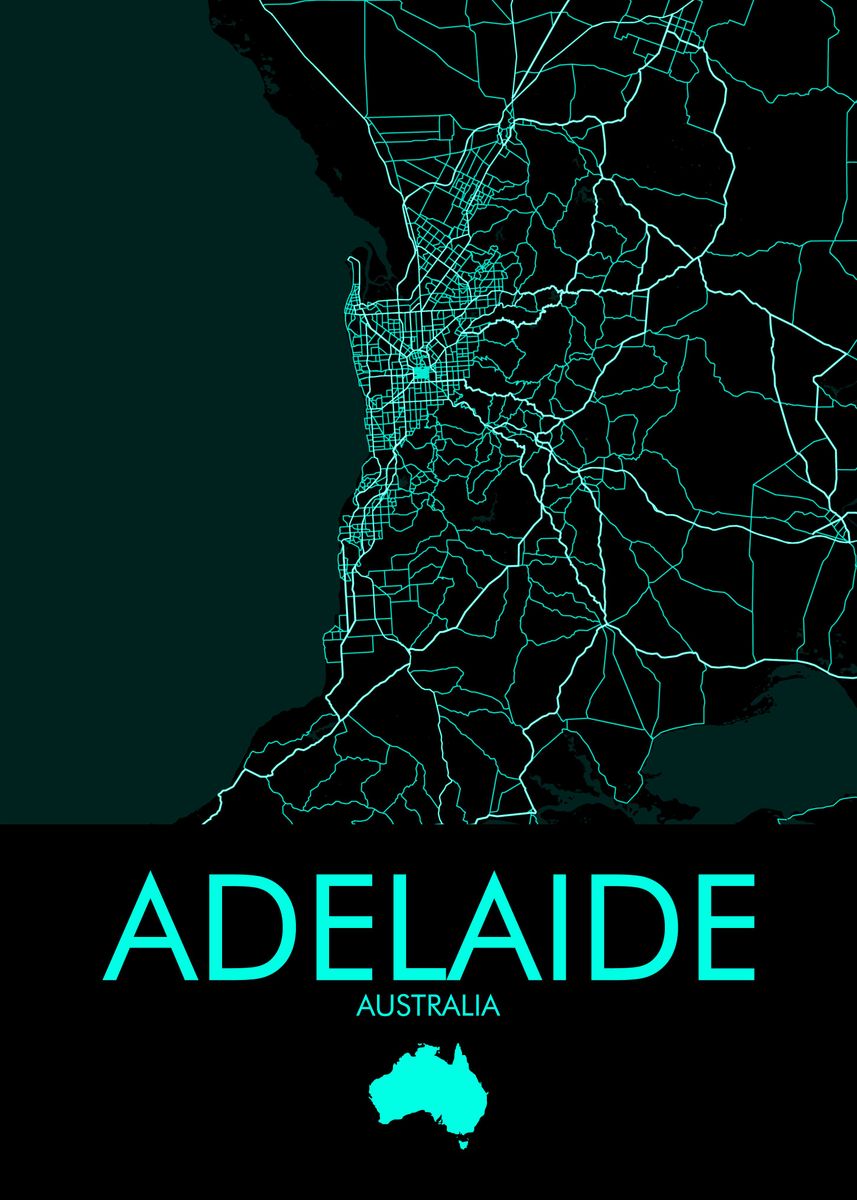 'ADELAIDE AUSTRALIA' Poster, picture, metal print, paint by Atomic ...