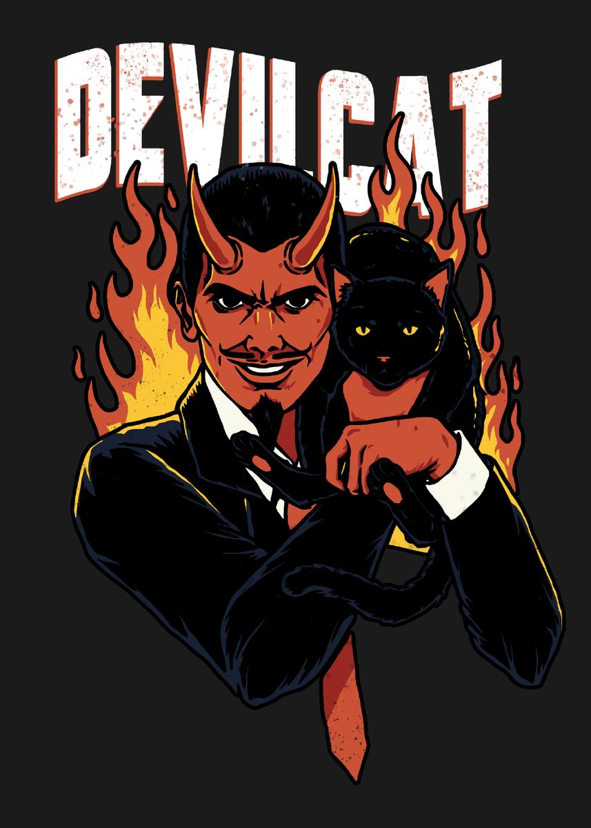 'DevilCat' Poster, picture, metal print, paint by Rendy Dewa | Displate
