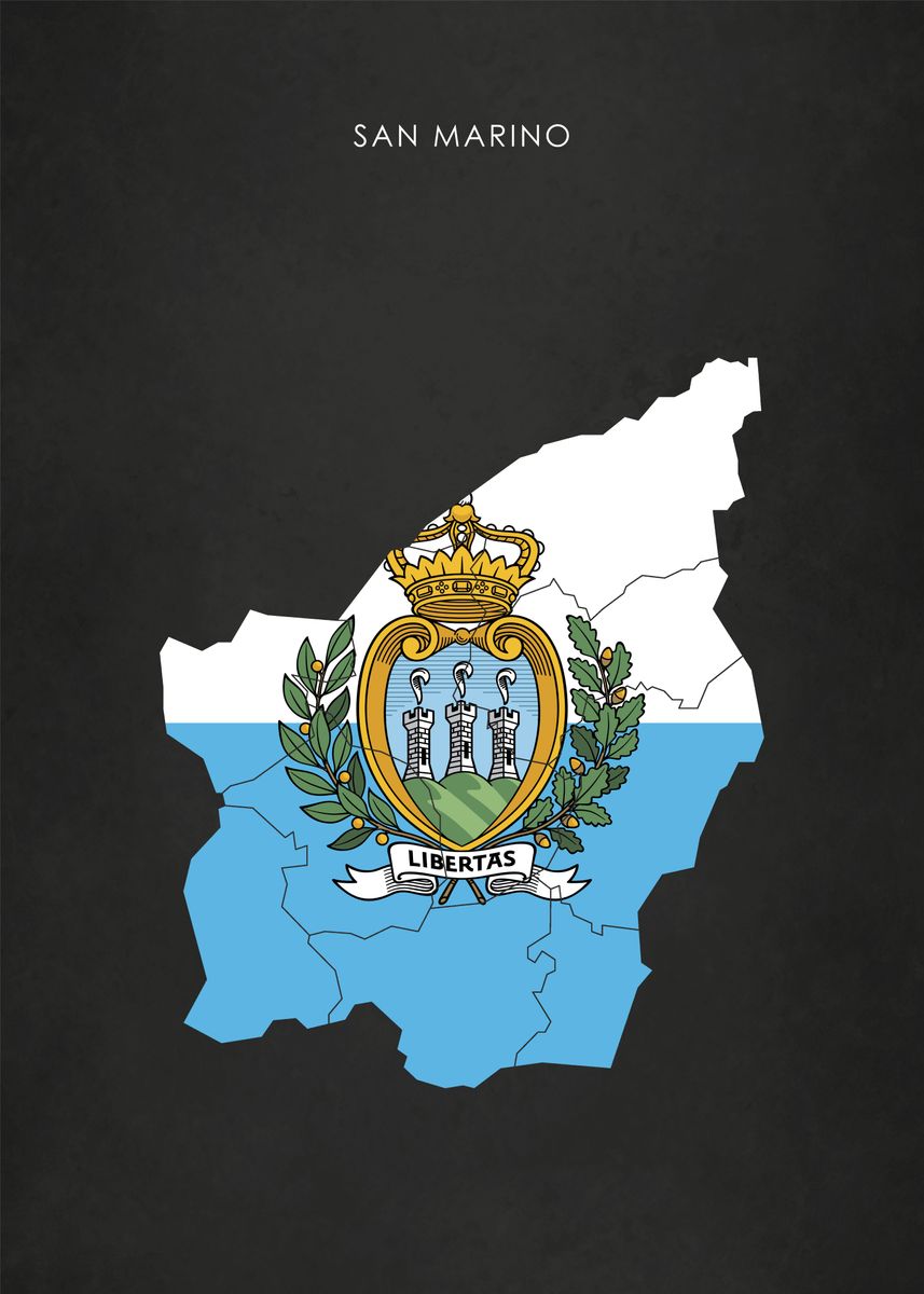 'San Marino Flag Map' Poster by Alo | Displate