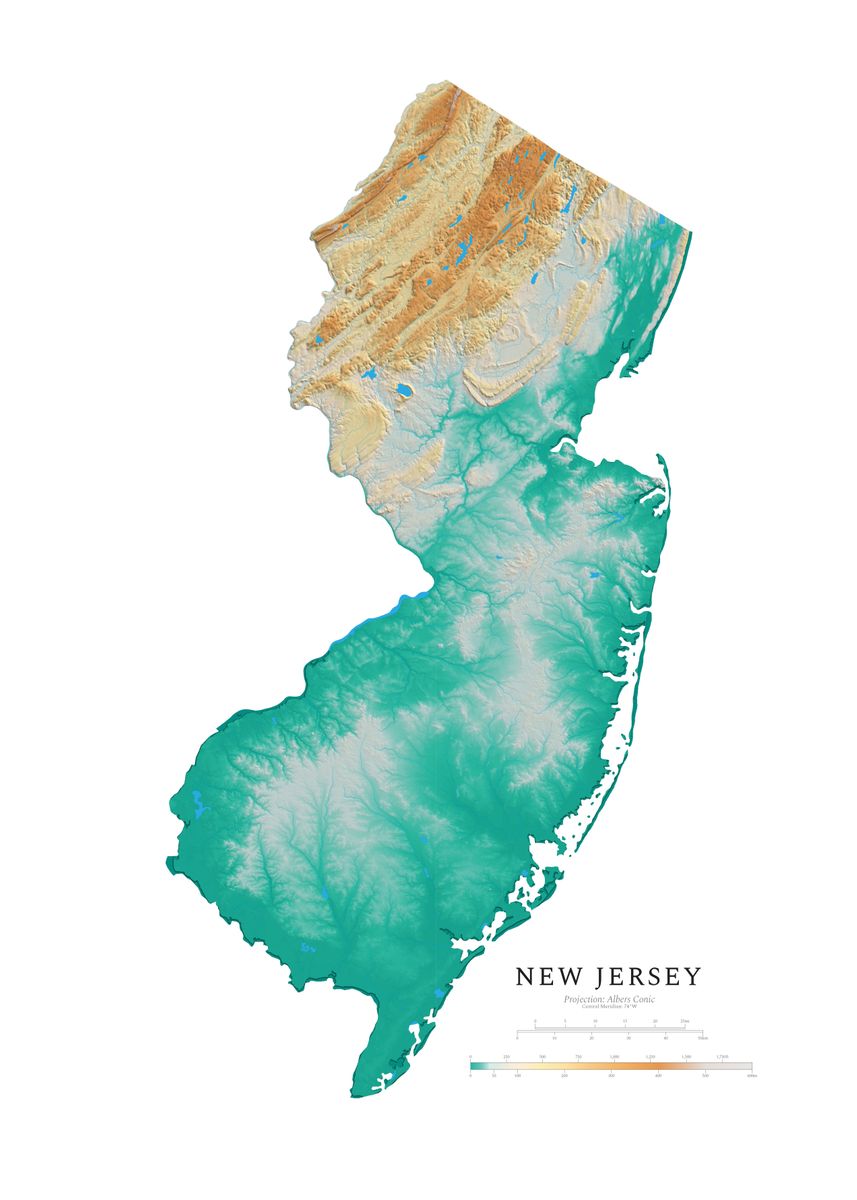 'New Jersey Topography Map' Poster by Conceptual Photography | Displate