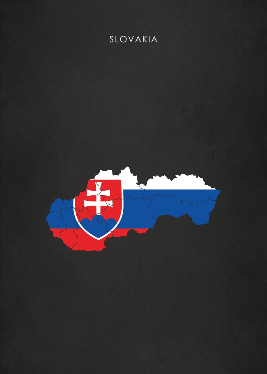 'Slovakia Flag Map' Poster, picture, metal print, paint by aio | Displate