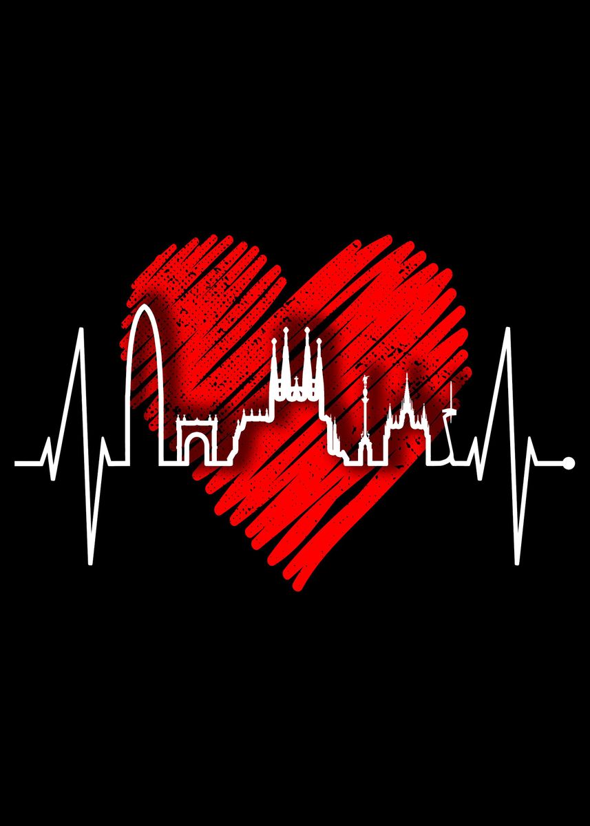 'Barcelona Skyline Heart' Poster by EDventures | Displate