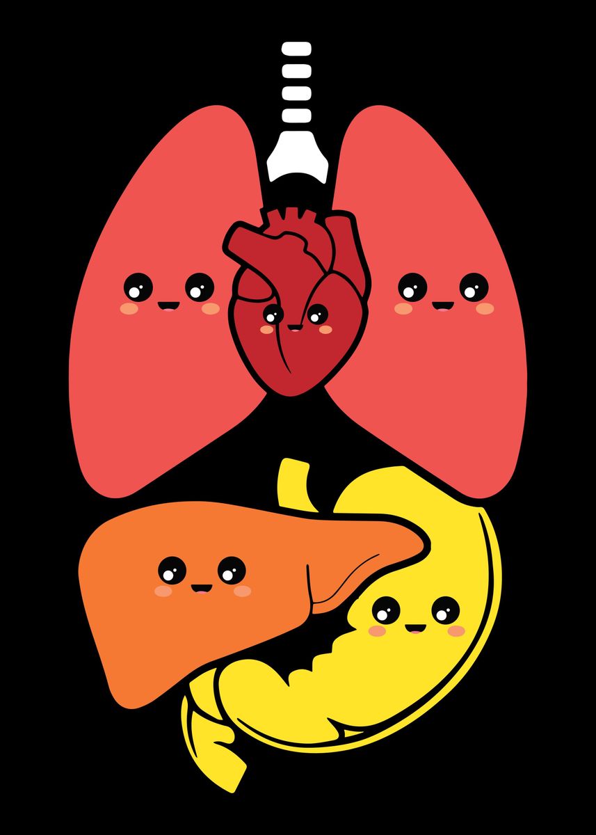 'Cute Human Anatomy Body Pa' Poster, picture, metal print, paint by ...